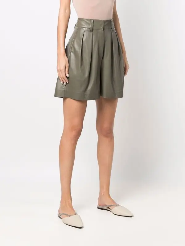 Brunello Cucinelli Wide-leg Leather Shorts