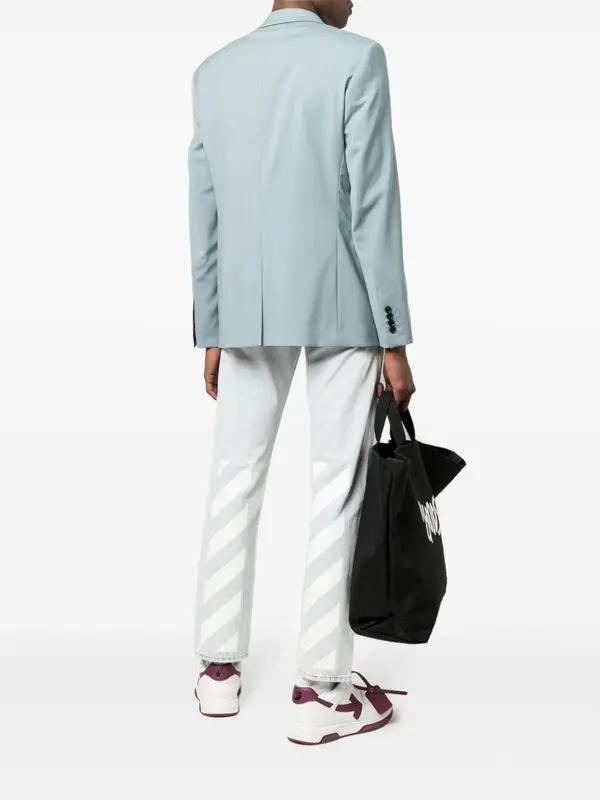 Off-White Slim Fit Jeans With Diag-stripe Print - Blue