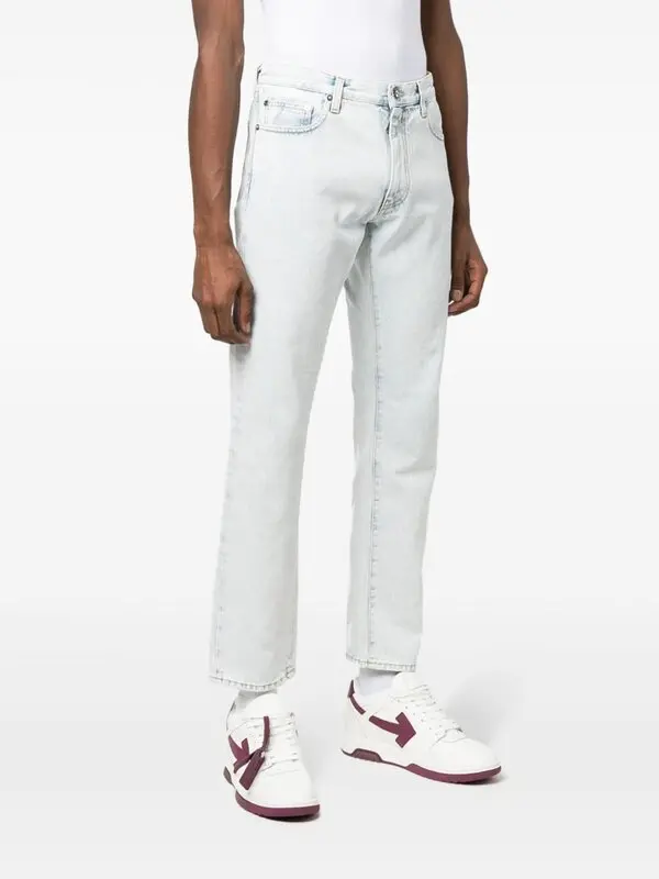 Off-White Slim Fit Jeans With Diag-stripe Print - Blue