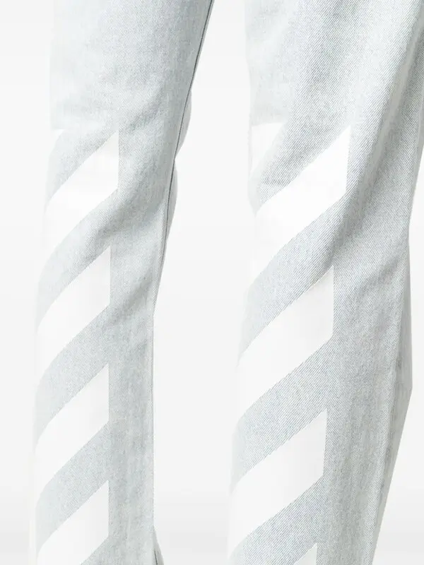 Off-White Slim Fit Jeans With Diag-stripe Print - Blue