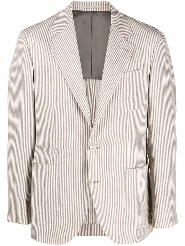Brunello Cucinelli Single-breasted Striped Blazer - Brown