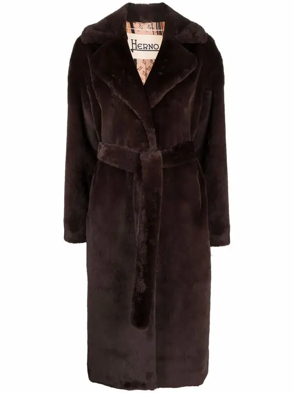 Herno Belted Faux Fur Coat