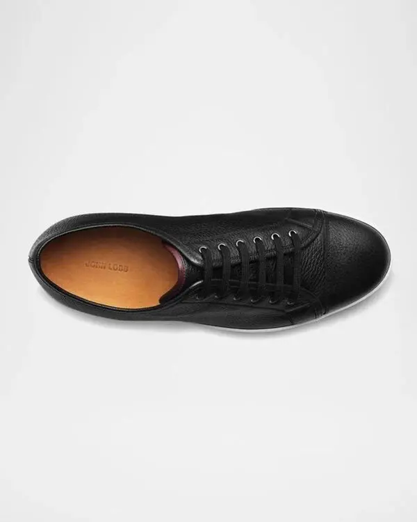 John Lobb Textured Leather Low-top Sneakers - Black
