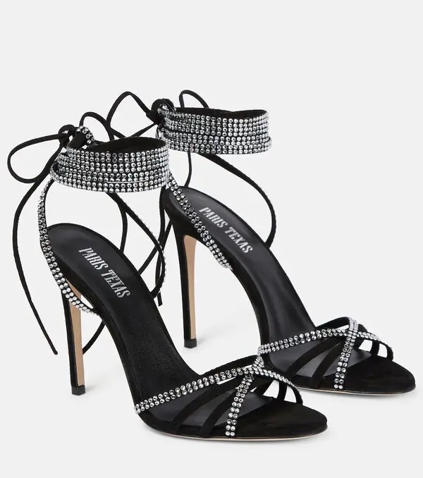 Paris Texas Holly Nicole Leather Sandals - Black