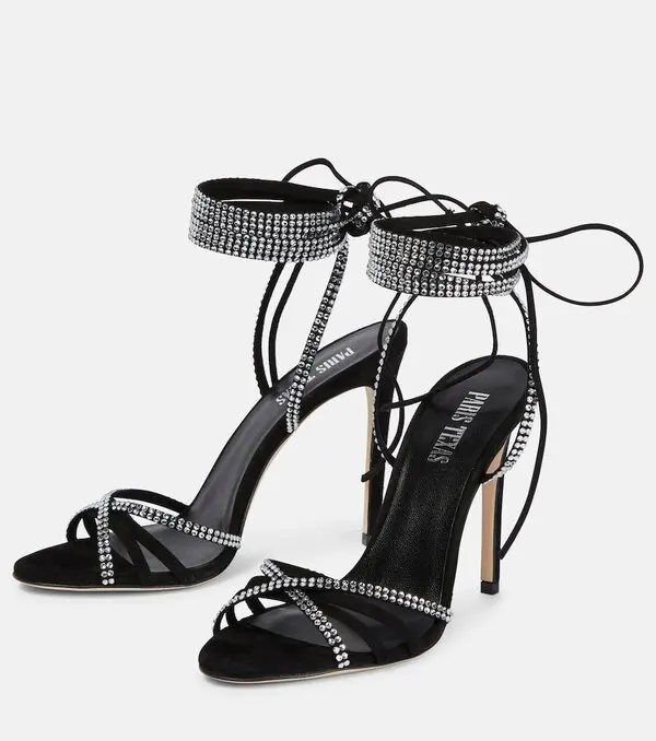 Paris Texas Holly Nicole Leather Sandals - Black
