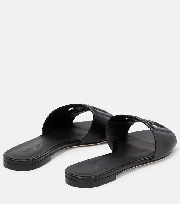 Dolce & Gabbana Dg Leather Slides - Black