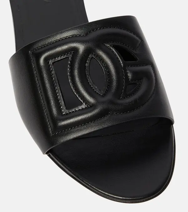 Dolce & Gabbana Dg Leather Slides - Black
