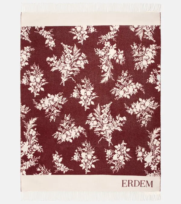 Erdem Floral Jacquard Wool-blend Blanket - Red