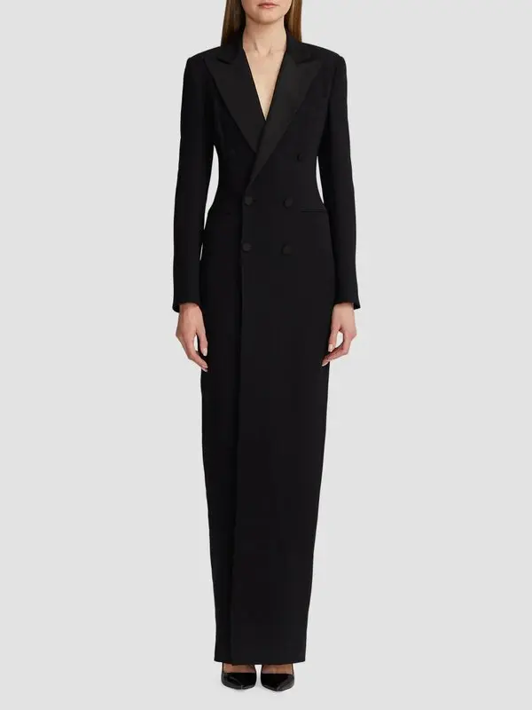 Ralph Lauren Kristian Silk Tuxedo Dress - Black