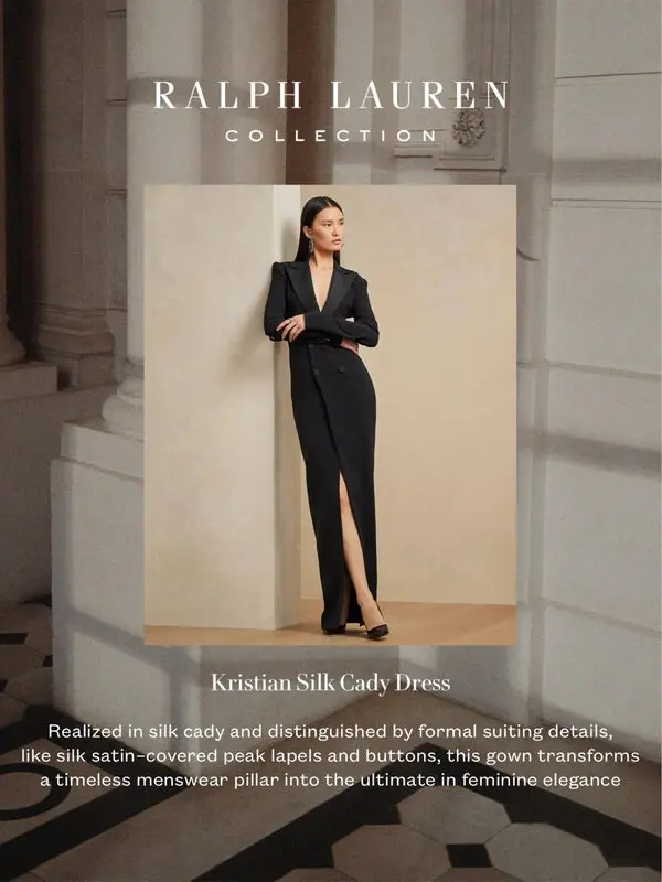 Ralph Lauren Kristian Silk Tuxedo Dress - Black