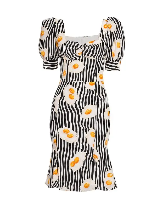 Moschino Egg-print Striped Midi Dress - Fantasy Print Black