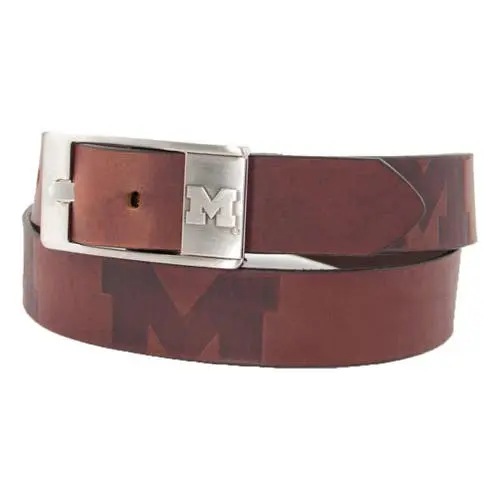 EAGLES WINGS Michigan Wolverines Brandish Leather Belt - Brown