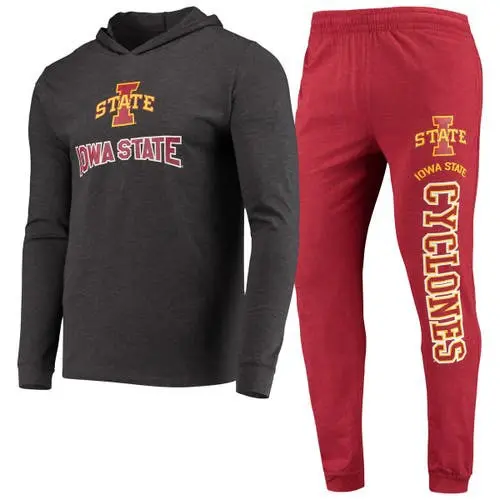 CONCEPTS SPORT Heather Charcoal Iowa State Cyclones Meter Long Sleeve Hoodie T-shirt & Jogger Pajama Set - Cardinal
