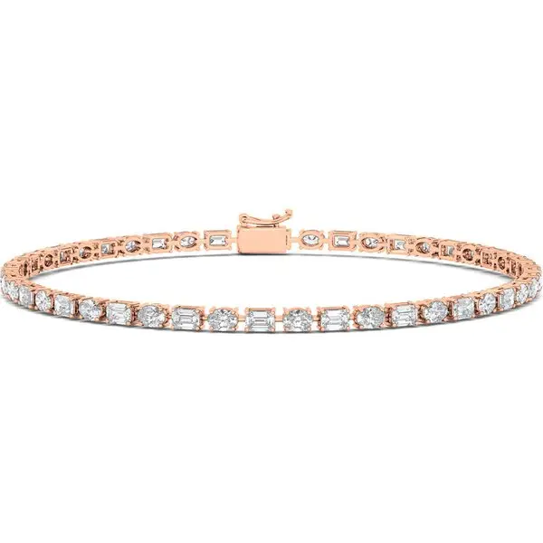 HAUTECARAT Oval & Emerald Cut Lab-created Diamond Tennis Bracelet - 5.80 Ctw Rose Gold