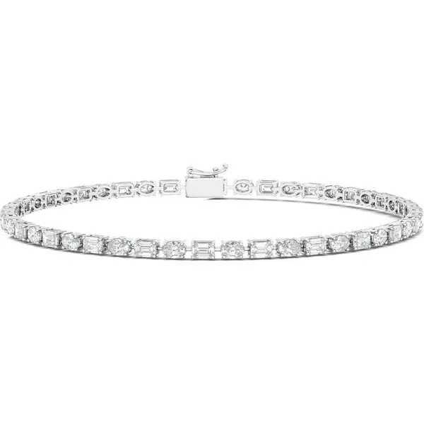 HAUTECARAT Oval & Emerald Cut Lab-created Diamond Tennis Bracelet - 5.80 Ctw White Gold