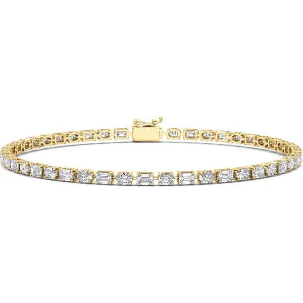 HAUTECARAT Oval & Emerald Cut Lab-created Diamond Tennis Bracelet - 5.80 Ctw Yellow Gold