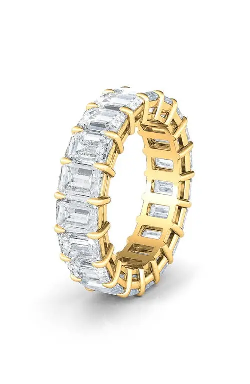 HAUTECARAT Emerald Cut Lab Created Diamond 18k Gold Eternity Ring - Yellow Gold