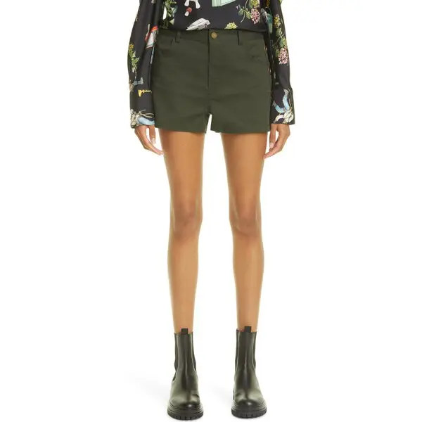 Monse Grommet Brushed Twill Shorts - Olive