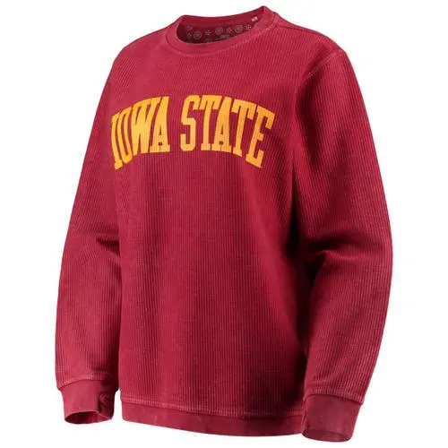 PRESSBOX Iowa State Cyclones Comfy Cord Vintage Wash Basic Arch Pullover Sweatshirt