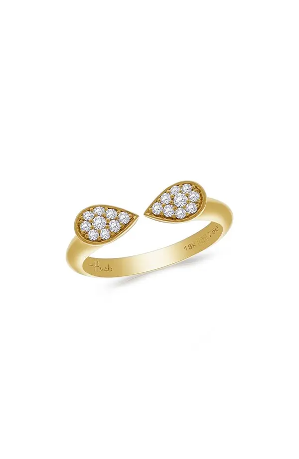 Hueb Bestow Pavé Diamond Open Ring - Yellow Gold