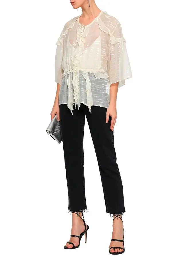 IRO PARIS Ruffletrimmed Jacquard Blouse - Ivory