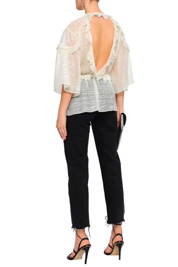 IRO PARIS Ruffled Metallic Jacquard Blouse