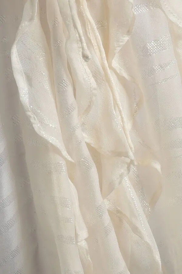 IRO PARIS Ruffled Metallic Jacquard Blouse