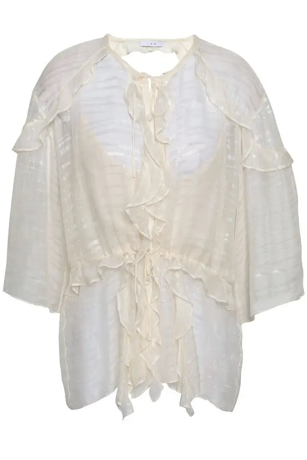 IRO PARIS Ruffled Metallic Jacquard Blouse