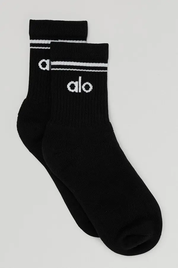 Alo Yoga Half-crew Throwback Socks - Black/white