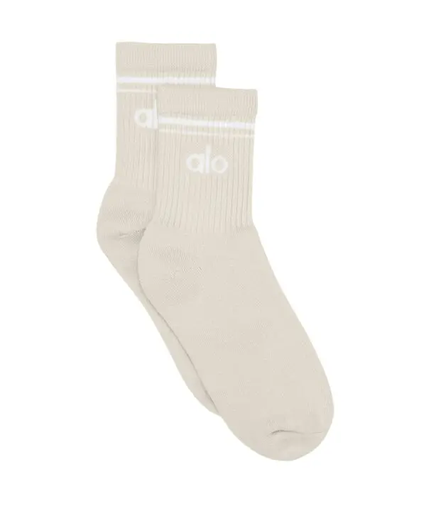 Alo Yoga Half-crew Throwback Socks - Bone/white