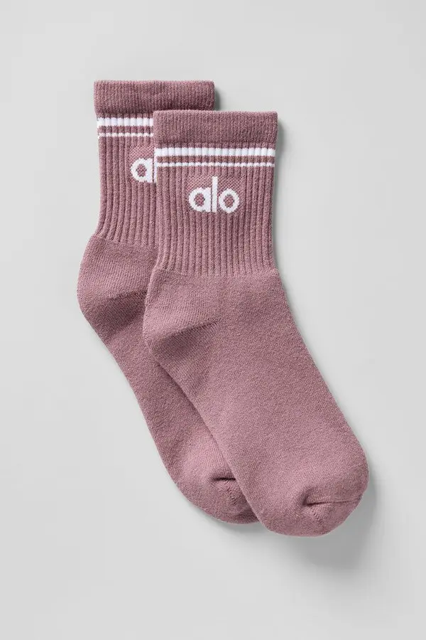 Alo Yoga Half-crew Throwback Socks - Smoky Quartz/white