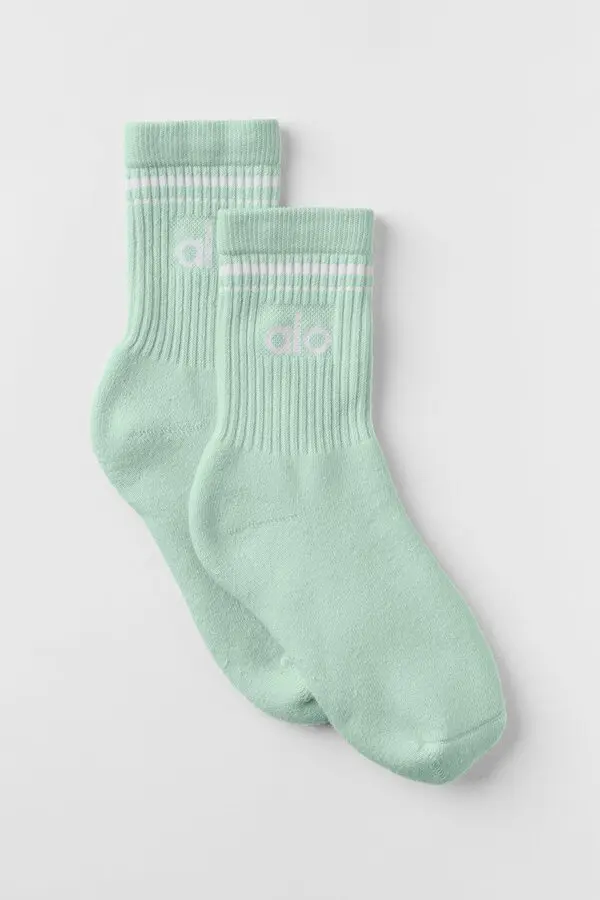 Alo Yoga Half-crew Throwback Socks - Spearmint/white
