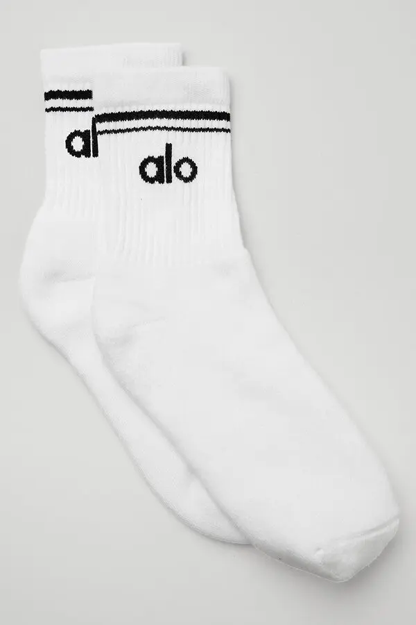 Alo Yoga Half-crew Throwback Socks - White/black
