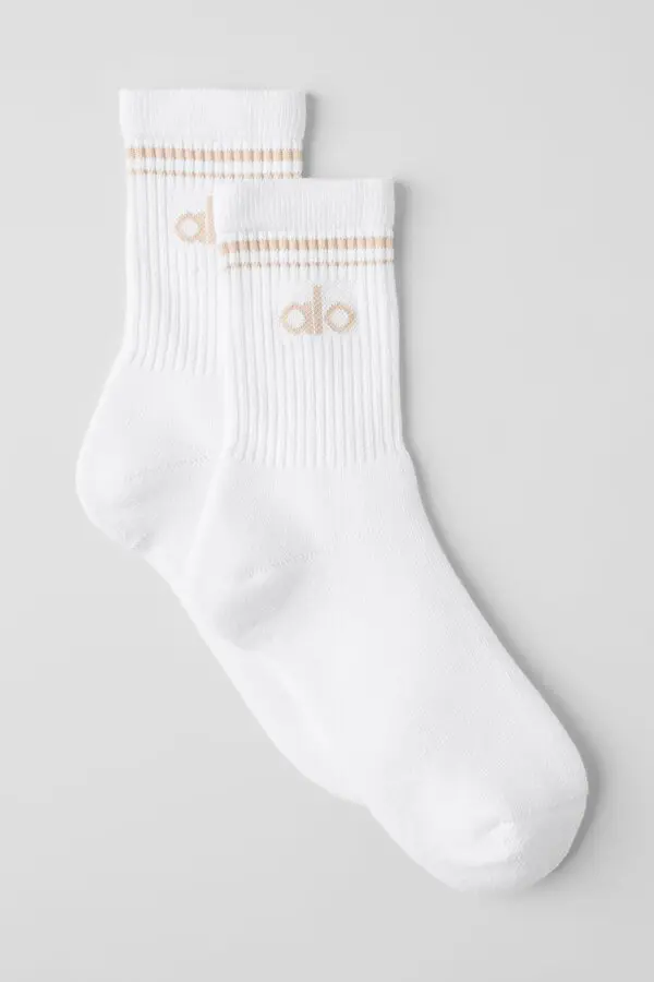 Alo Yoga Half-crew Throwback Socks - White/macadamia