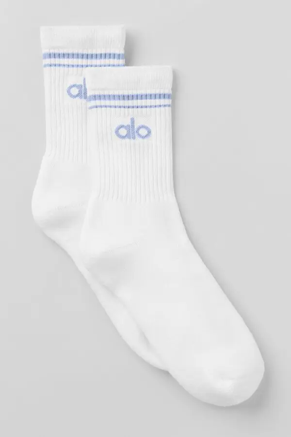 Alo Yoga Half-crew Throwback Socks - White/winter Frost