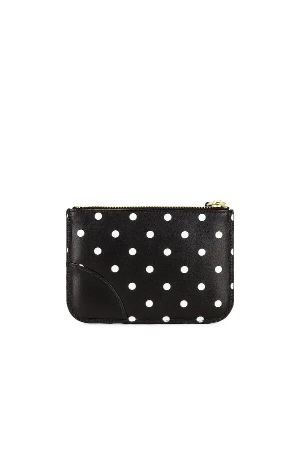 Comme Des GarçOns Dots Printed Leather Zip Wallet In Black - 30
