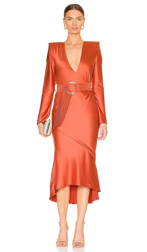 self portrait burnt orange dress Rent Self-Portrait Orange Dress UK 12