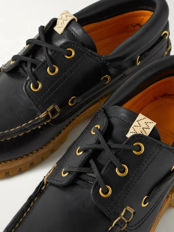 Visvim Wallace Deck-Folk Leather Boat Shoes - Black | Editorialist
