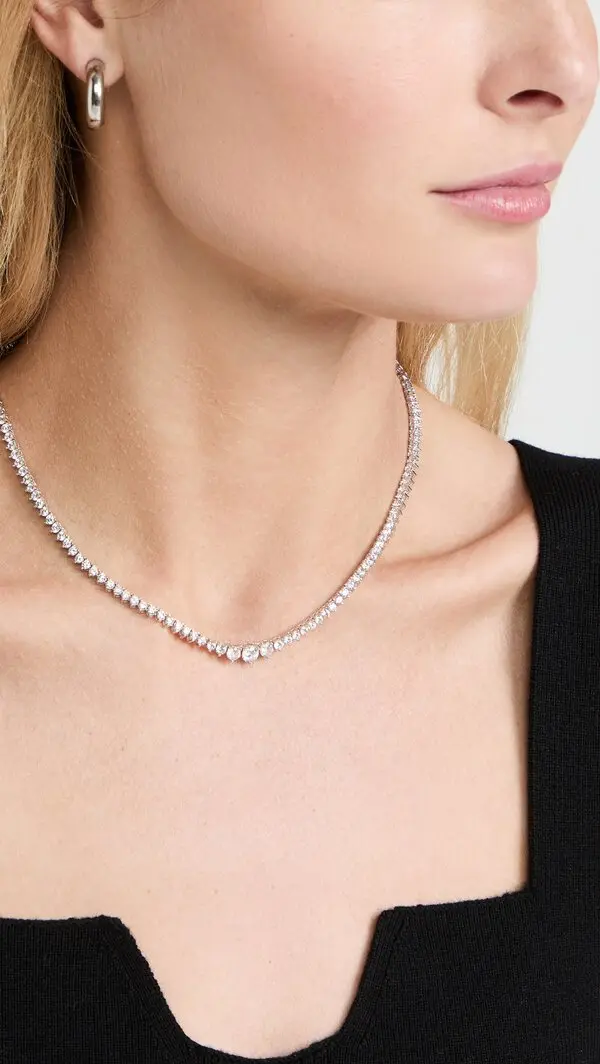 Shashi Tennis Graduated Necklace - Silver