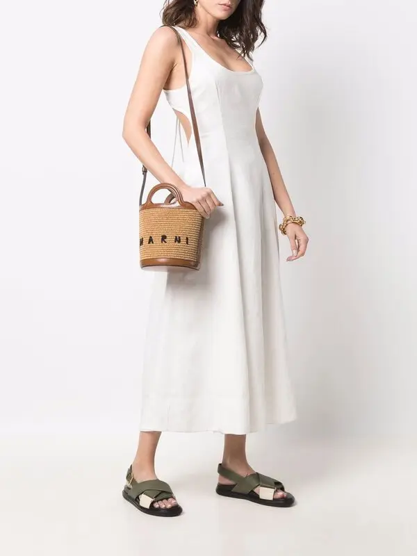 Marni Small Tropicalia Raffia-effect Bucket Bag - Brown