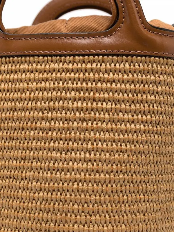Marni Small Tropicalia Raffia-effect Bucket Bag - Brown