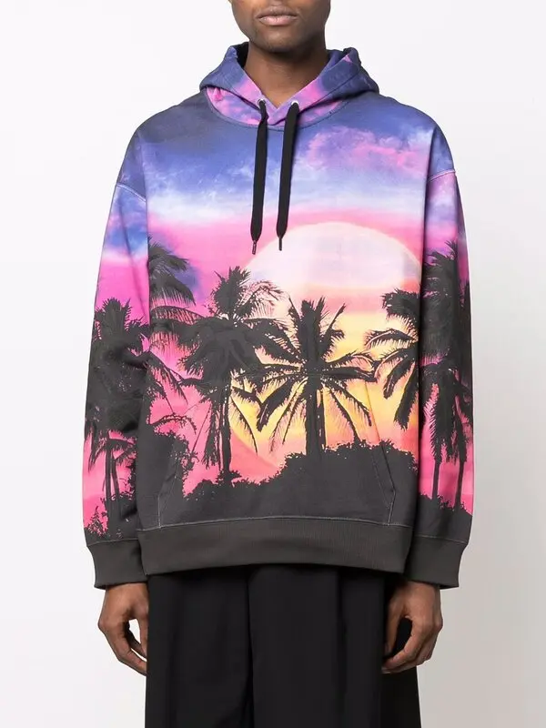 Valentino Garavani Palm Tree Print Drawstring Hoodie