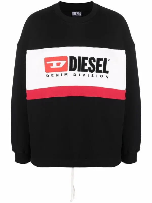 DIESEL® Crew Neck Logo Print Sweatshirt - Black
