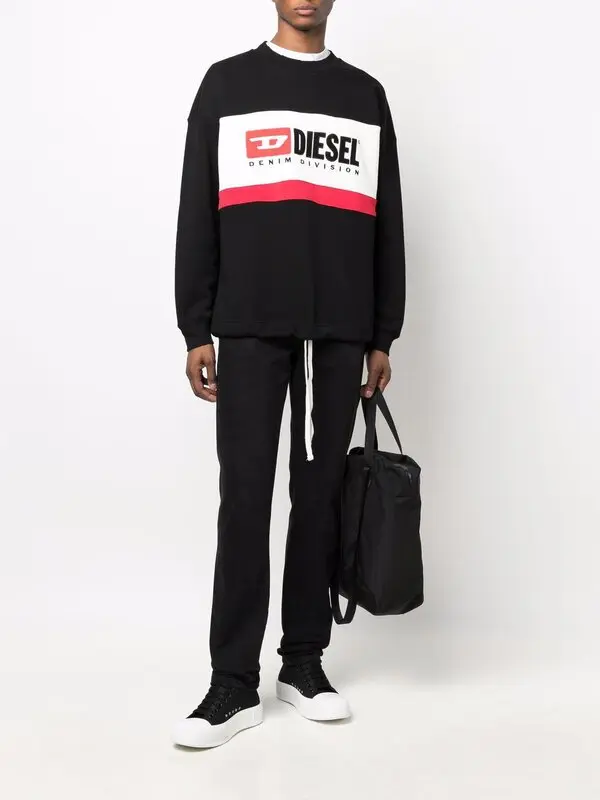 DIESEL® Crew Neck Logo Print Sweatshirt - Black