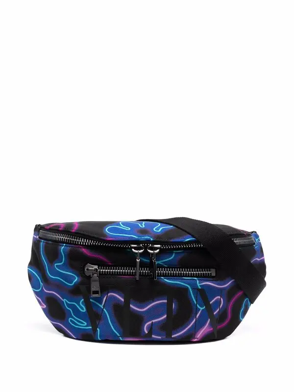 Valentino Garavani Neon Camou-print Belt Bag - Black