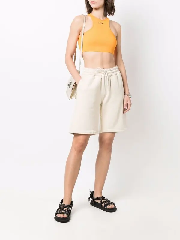 Off-White Diag Logo-print Sweat Shorts - Neutrals
