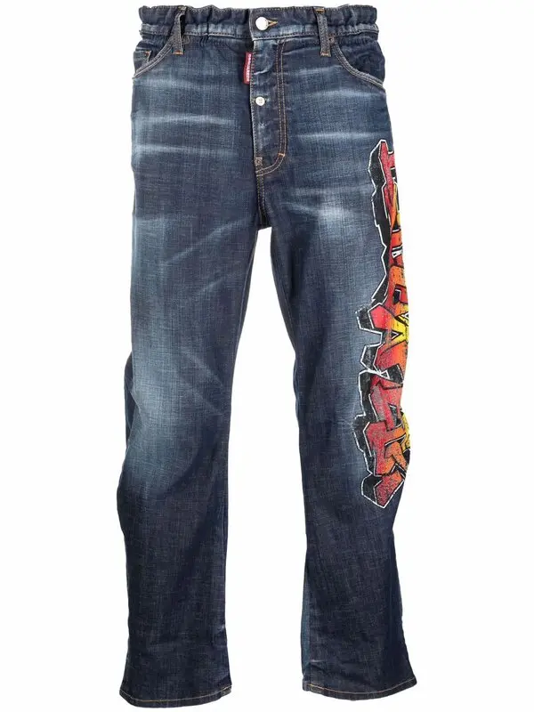 Dsquared2 Graffiti-print Loose-fit Jeans