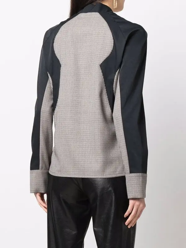 KIKO KOSTADINOV Houndstooth Pattern Two-tone Blouse