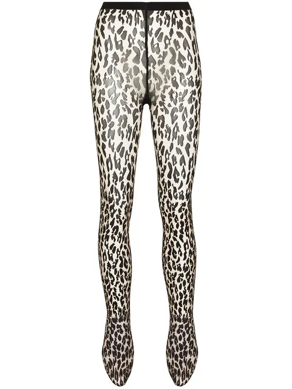 Wolford Leopard-print High-rise Tights - Neutrals