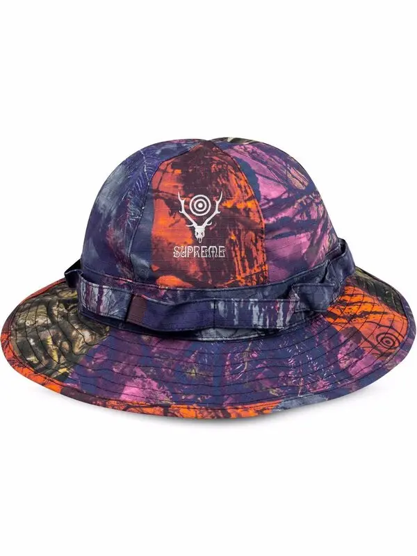 Supreme X South2 West8 Camo Jungle Hat - Orange